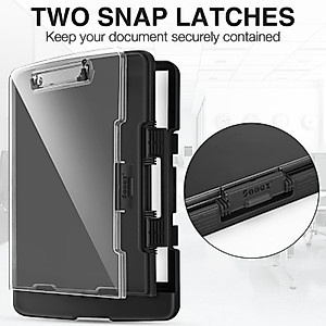 Sooez Clearview Clipboard with 2 Storage, Heavy Duty Clip Boards 8.5x11 with Storage, Dry Erase Coach Clipboard with Pen Holder & Real Hinge, High Capacity Plastic Clipboard Case with Low Profile Clip