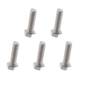 Yinpecly M8x30mm Hex Bolt 316 Stainless Steel Heavy Duty Hex Drive Button Imperial Machine Nuts Lock Screws Bolts Silver 5Pcs