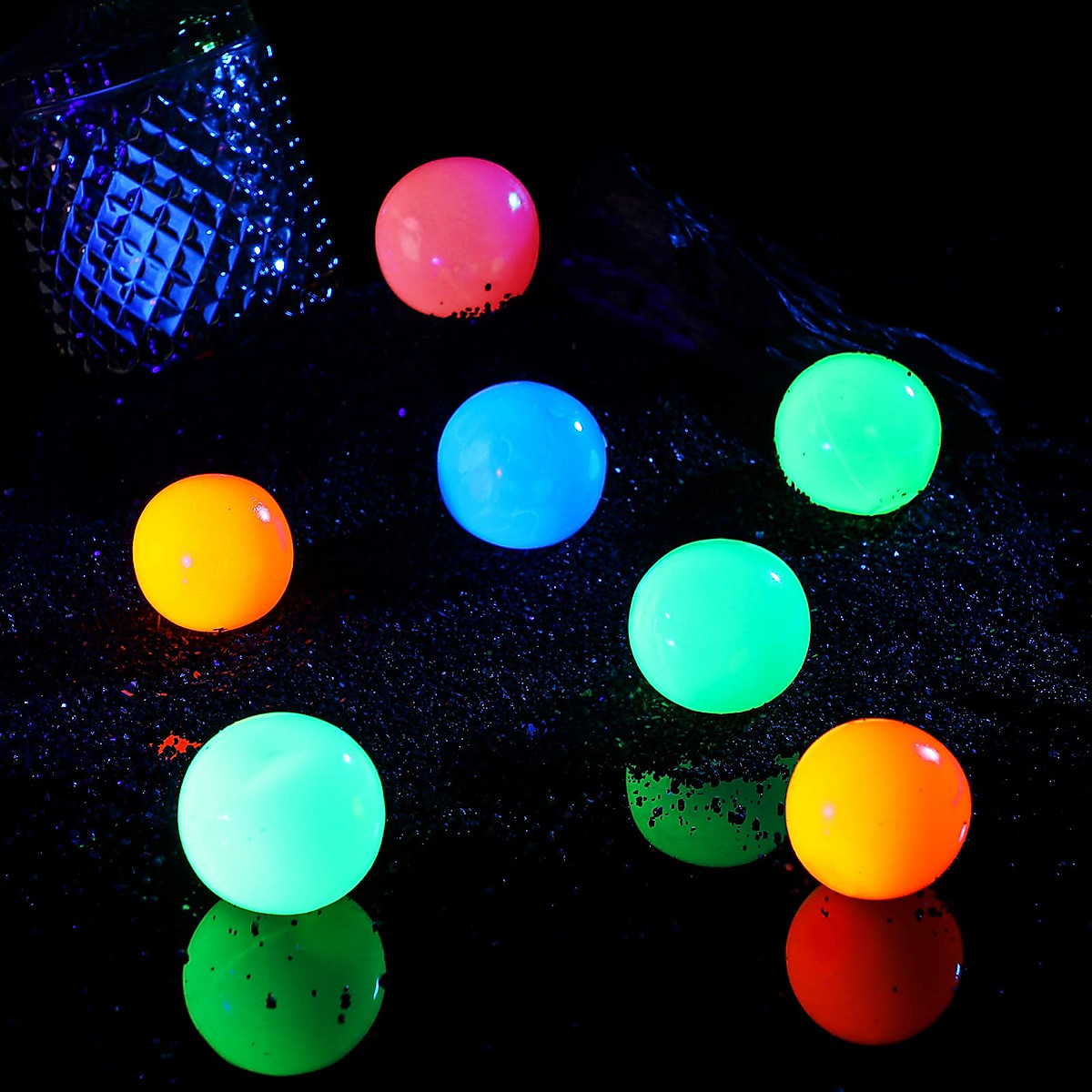 12 Pieces Glow in The Dark Ceiling Sticky Balls That Stick to The Ceiling Ball Luminous Balls Glowing Sticky Wall Ball Stress Relief Relax Toy for Teen Kid Adult (Mixed Colors,2.5 Inch)