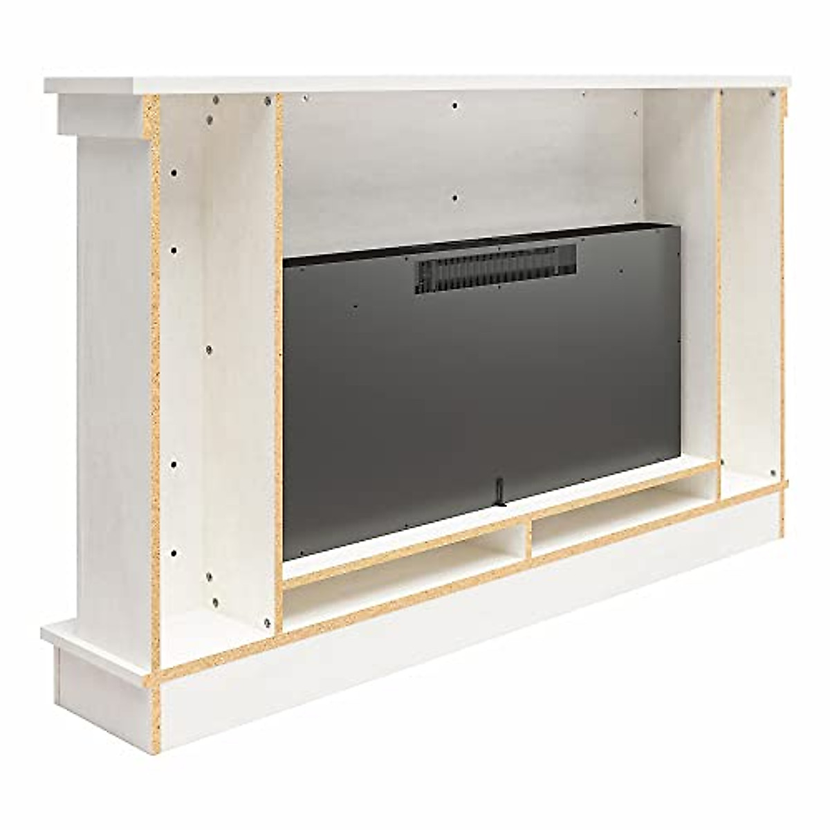 Ameriwood Home Elmcroft Wide Mantel with Linear Electric Fireplace, Plaster