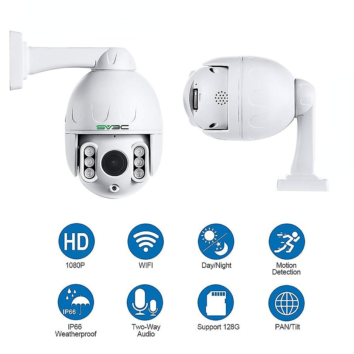 SV3C PTZ Poe Camera Outdoor 5MP Onvif Security Camera, 5X Optical Zoom, Auto Focus, Two-Way Audio, HD Night Vision, Waterproof, APP Motion Alerts, RTSP, Remote View, 24/7 Recording, Wired
