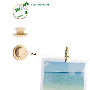 BIZYAC Hanging Photo Display Room Wall Decor - Sculptural Picture Frames Collage - 5 Strings with 30 Clips - 3M Self Adhesive Hooks - No Holes Drilling - 30 x 30 inch