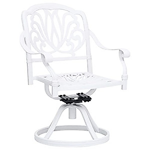 vidaXL 2X Swivel Patio Chair Garden Backyard Balcony Terrace Outdoor Dining Dinner Lounge Seating Chairs Home Furniture Cast Aluminum White