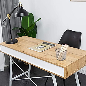 soges Computer Desk with 2 Drawer,47 inch White Home Dressing Table,Home Office Desk, Writing Workstation,Laptop Table,White Oak