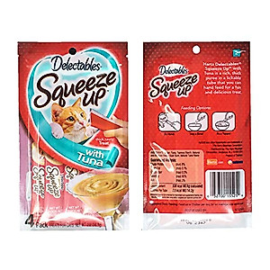 Delectables Squeeze Up Hartz Cat Treats Bundle of 3 Flavor Pouches, 2.0 oz Each (Tuna)