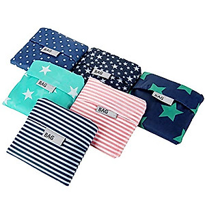 Reusable Grocery Bags Set of 6 Foldable Shopping Tote Bag,Washable, Durable and Lightweight (Reusable Grocery Bags 6 PACK)