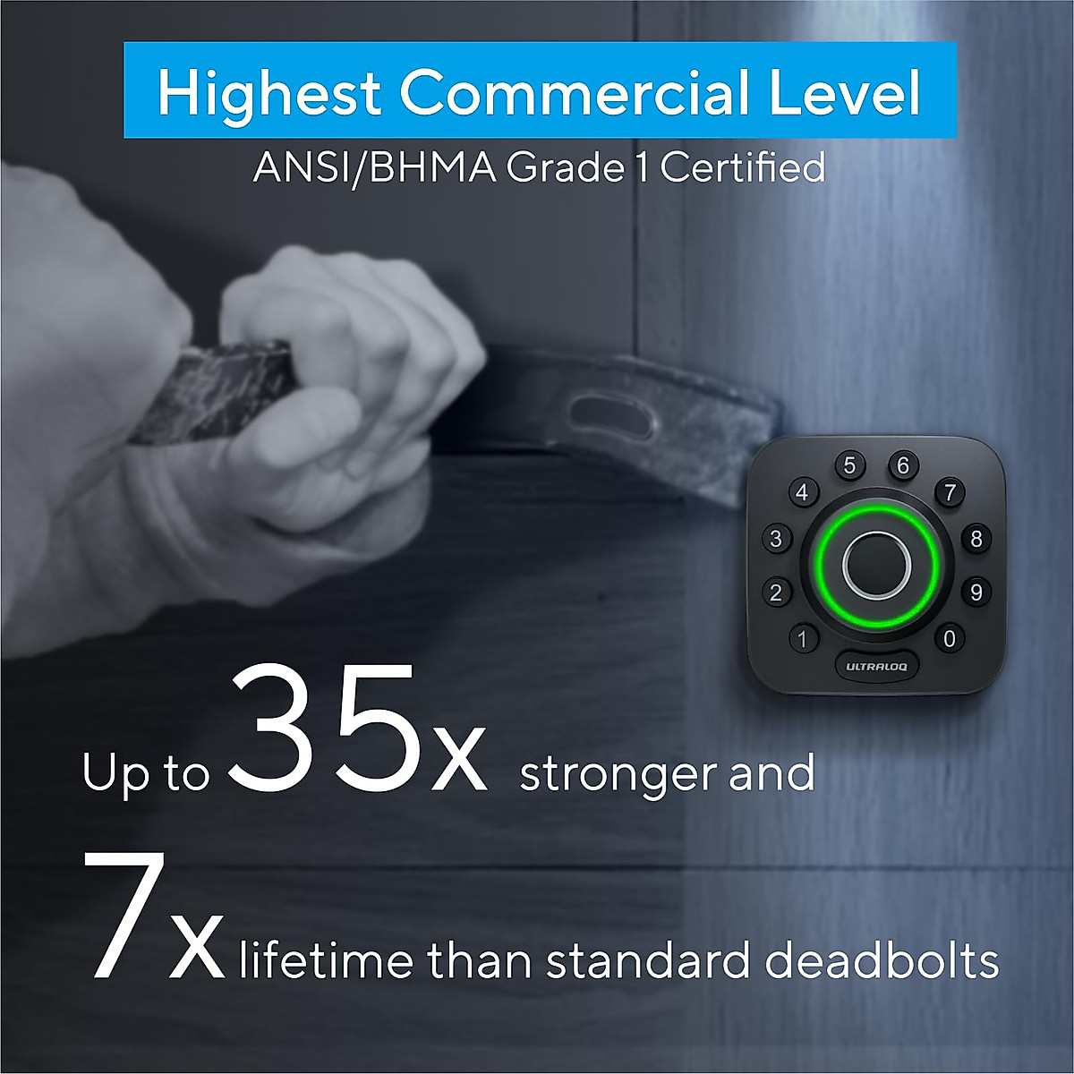 Smart Lock, ULTRALOQ U-Bolt Pro with Bridge WiFi Adaptor, 6-in-1 Keyless Entry Door Lock with App, WiFi, Bluetooth, Fingerprint and Keypad, ANSI Grade 1 Certified, Smart Door Lock, Front Door Lock