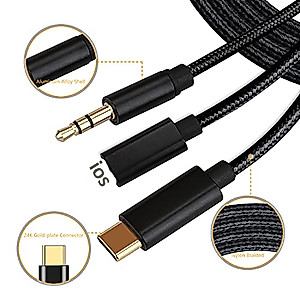 3 in 1 Car Aux Cable, 3 in 1 USB C to 3.5mm Audio Cord Car Stereo Aux Cable Compatible with Google Pixel 7/7Pro/6/6Pro/5/4/3, Samsung Galaxy S23/S22/S21FE/S9/S8, OnePlus, iPhone 14/13/12/XR/8 Plus/11