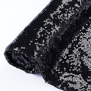 Sequin Fabric by The Yard 2 Yard Sparkly Fabric Mesh Sequins Fabric for Sewing Dress and Making Wedding Party Tablecloth Table Runner Decorations (2 Yard, Black)