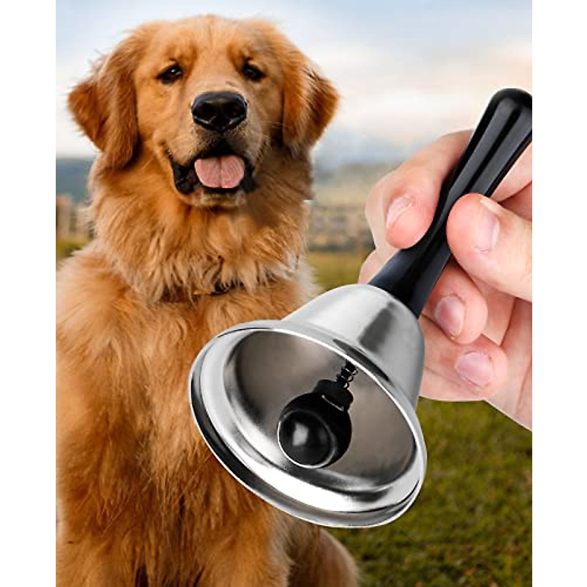 HABGP Silver Steel Hand Bells for Adults, Weddings Decoration, Call Bells, Service Bell, Care for The Sick and Elderly, Call for Pets, 1 Pack