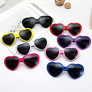 YQVIE Heart Shaped Sunglasses with Heart Effect for Women Light Changing Heart Effect Diffraction Glasses for Party Supplies (Black/White/Red/Pink)