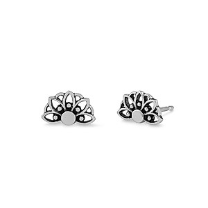 Boma Jewelry Sterling Silver Balinese Style Lotus Stud Earrings