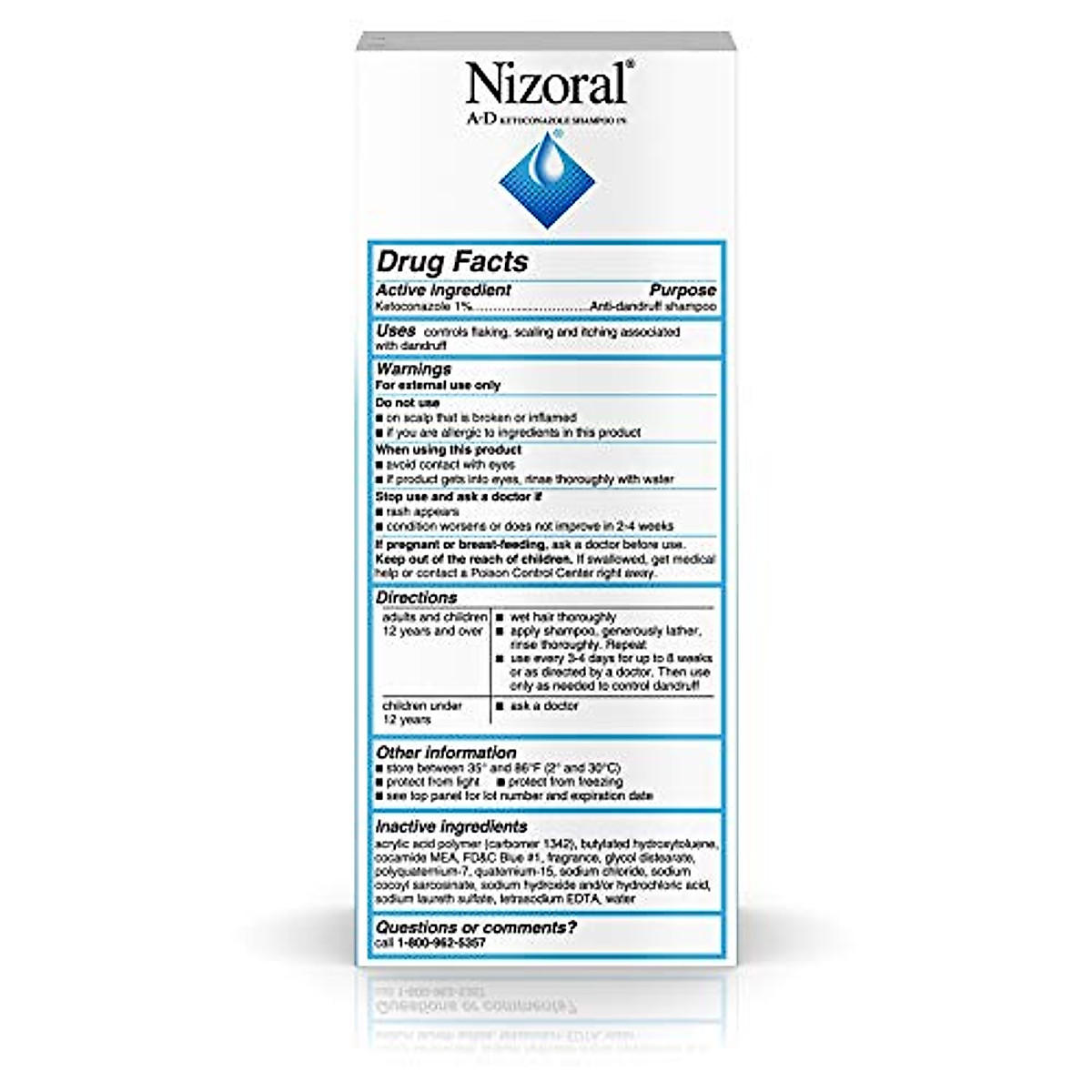 Nizoral A-D Anti-Dandruff Shampoo with Ketoconazole 1%, Dry Itchy Scalp Shampoo for Dandruff Control & Relief, 4 fl. oz