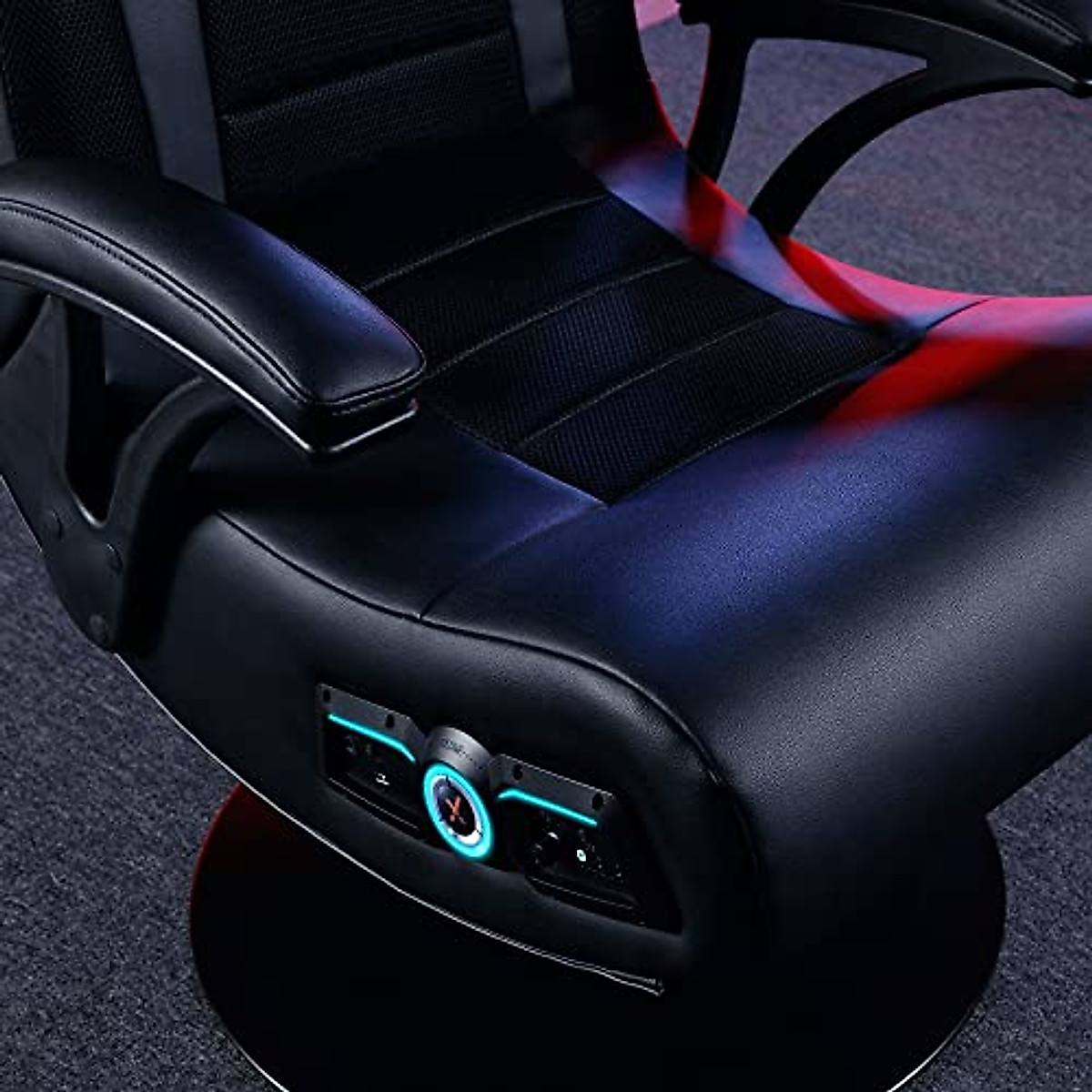 X Rocker Sphynx Pedestal Gaming Chair, with Headrest Mounted Speakers, 2.1 Wireless, Backrest Subwoofer, Padded Armrest, 5111501, 30.9" x 20.5" x 40", Black