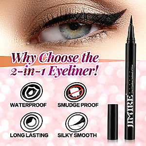 JIMIRE 2-in-1 Eyeliner Instead of Glue, Magic Eyeliner | Extra Strong Hold for False Eyelashes | No Magnet & No Glue Needed | Only for 20’s to Apply Lashes