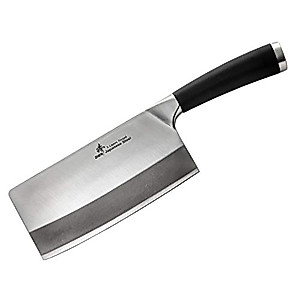 ZHEN Japanese VG-10 3-Layer Forged High Carbon Stainless Steel Medium Duty Cleaver Chef Butcher Chopping Knife (Bone Chopper), 6.5-inch, TPR Handle