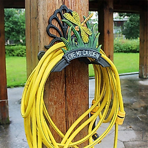 Water Pipe Holds Rack Heavy Duty Cast Iron Metal Dragonfly Wall Mounted Hose Butler Rustic Wall Hose Hanger Reel,love My Garden Garden Hose Storage Device Decoration Cast Iron Doorbell Decoration