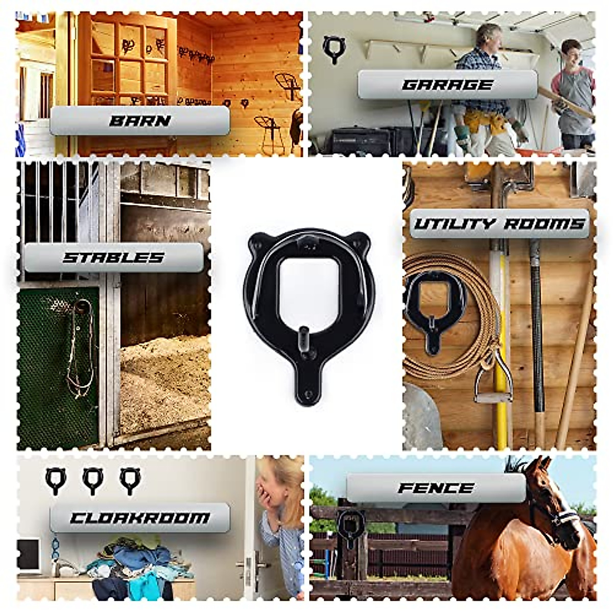 Y.J TAILS Horse Bridle Rack Bridle Bracket Halter Hooks Metal Bridle Holder Horse Tack Organizer Wall Mount with Tubes and Screws for Horse barn Supplies (Black - 2pcs)