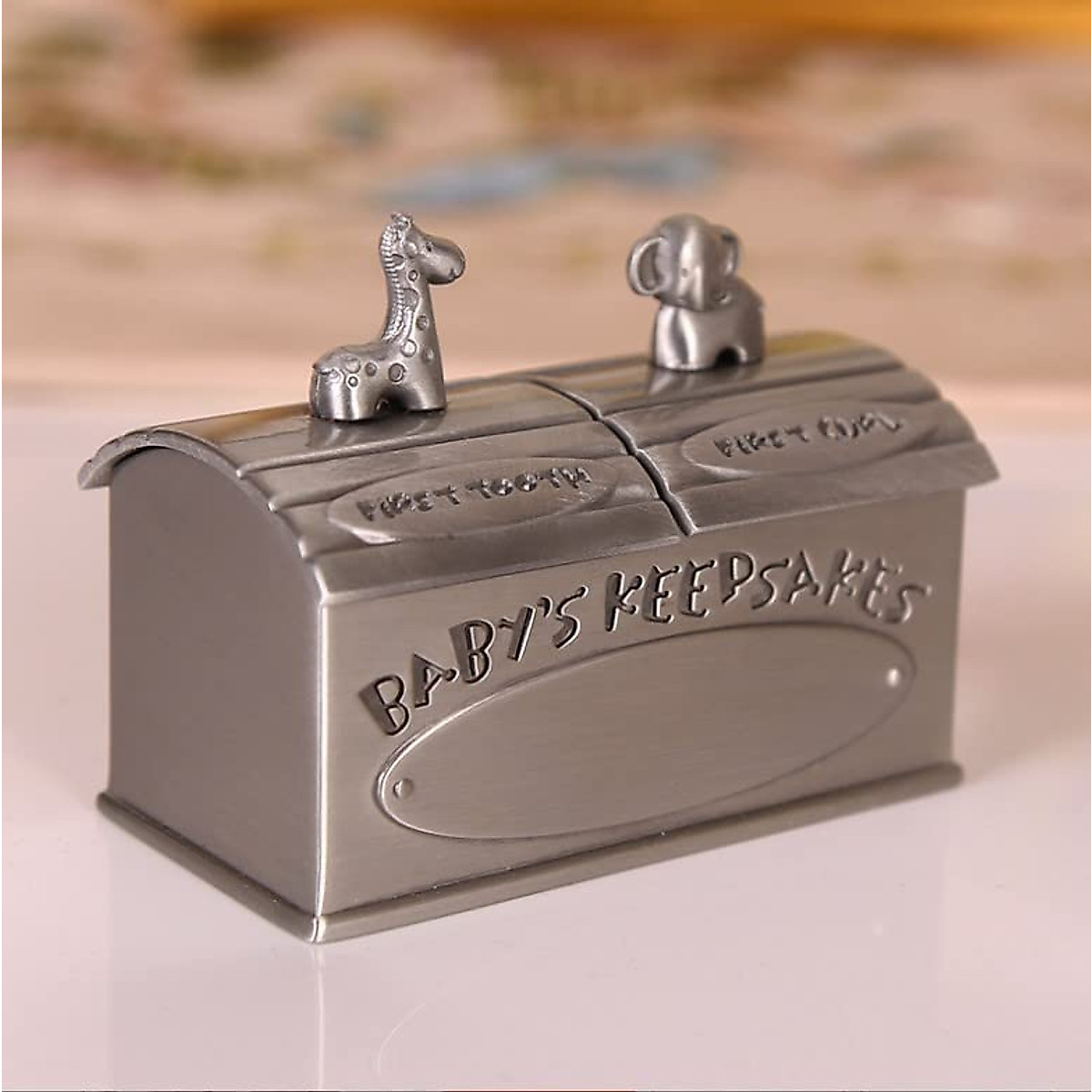 Pssopp Fetal Hair Box Metal High-End Keepsake Tooth and Box European Baby Collection Box for Kids Children Gifts(Ancient tin)