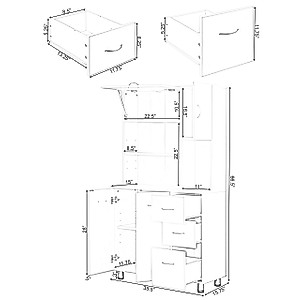 Basicwise Kitchen Pantry Storage Cabinet with Doors and Shelves, White