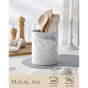 MALACASA Kitchen Utensil Holder, 7.2'' Large Cooking Utensils Holder for Kitchen Counter, Ceramic Utensil Crocks Utensil Organizer for Countertop, Farmhouse Kitchen Decor, Series REG