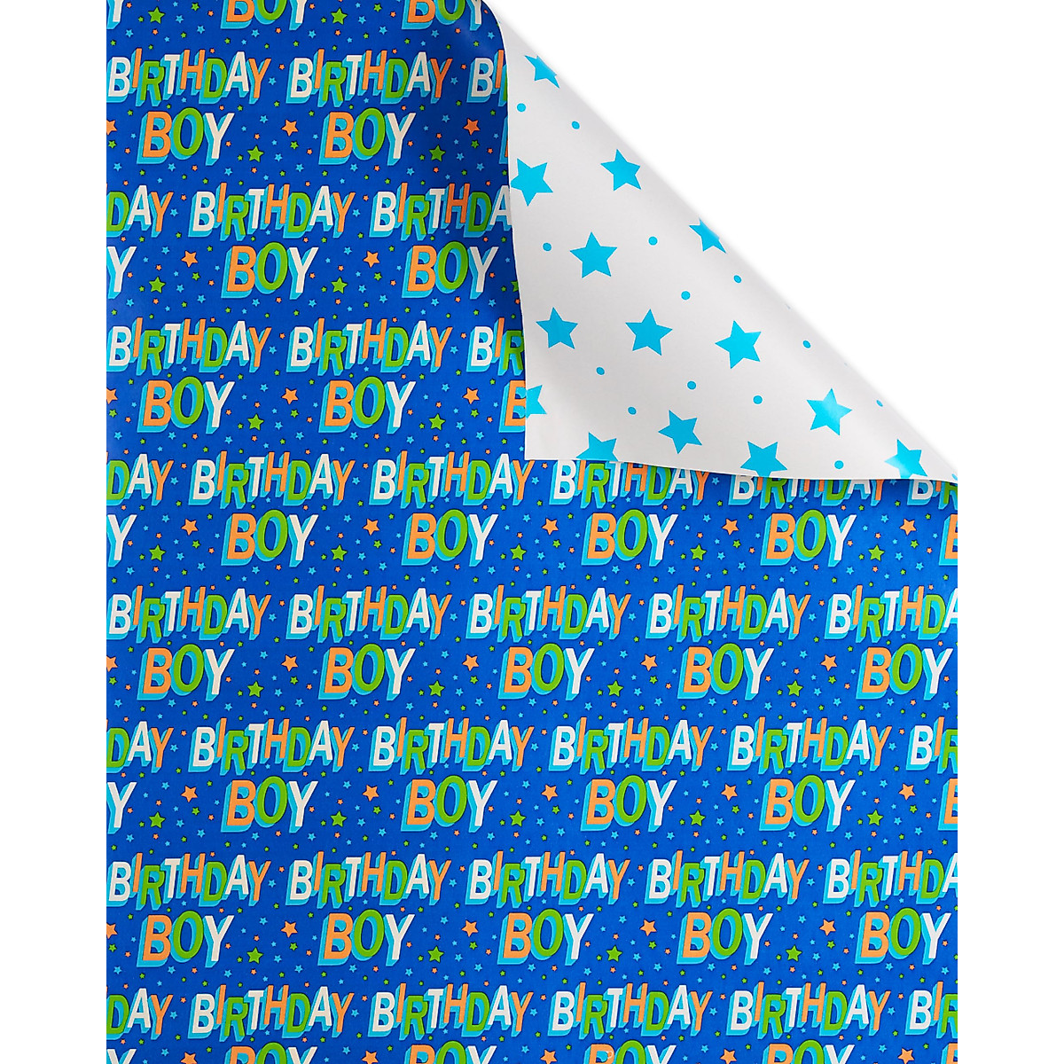 American Greetings Reversible Birthday Wrapping Paper, Stars, Polka Dots, and Balloons (3 Pack, 120 sq. ft)
