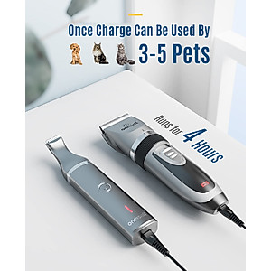 oneisall Dog Clippers and Dog Paw Trimmer Kit 2 in 1 Pet Cat Dog Grooming Kit Quiet Cordless Dog Clippers for Grooming Pet Hair Trimmers for Dogs Cats