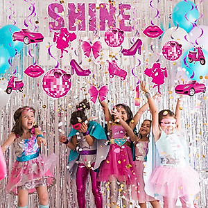 Pink Party Decorations Hot Pink Girls Hanging Birthday Party Decoration Pink Let's Go Bachelorette Party Decoration Princess Birthday Suppiles for Girls Doll Theme Party Cowgirl Birthday Decor