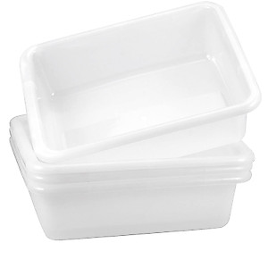 ZOENHOU 4 Pack 10 L Bus Tubs Plastic Bus Box Tote, White Commercial Plastic Bus Box Tote Box, Wash Basin Tote Box for Pantry Washing Dishes, 5 Inch Deep