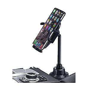 Car Cup Holder Phone Mount W/ Long Gooseneck- Flexible Smartphone Holder, 360° Rotation Feature, 1 Click Release, Universal iPhones 13 11 Pro Max/SE/XS/Max/X/8/7 Plus/Galaxy/Google Pixel (Black)