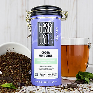 Tiesta Tea - Cocoa Mint Chill | Chocolate Peppermint Herbal Tea | Premium Loose Leaf Tea Blend | Non-Caffeinated Tea | Make Hot or Iced Tea & Brews Up to 50 Cups - 3 Ounce Refillable Tin