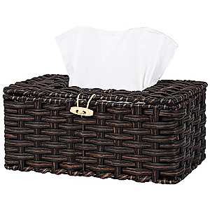 GRANNY SAYS Tissue Box Cover Rectangular, Tissue Box Holder, Waterproof Tissue Holders for Bathroom, Tissue Cover Box with Bottom, Decorative Facial Tissues Cube Box, Brown