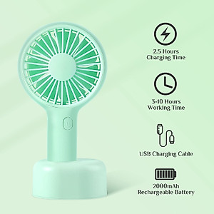 HOTWIND Portable Fan Mini Handheld Fan Desk Fan Battery Operated Small Personal Fan 3 Level Speed Adjustable Rechargeable USB Fan Cute Design Powerful for Stylish Kids Girls Women Men Indoor Outdoor
