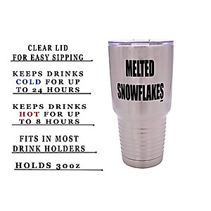 Funny Melted Snowflakes 30oz Large Stainless Steel Travel Tumbler Mug Cup Gift For Conservative Or Republican Political Novelty