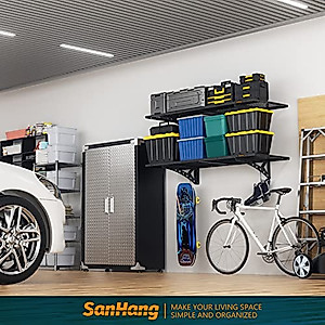 Sanhang 1.5x4ft Garage Storage Rack, Suitable for Garage / Storage Room Wall-Mounted Storage Shelf (2pack, Black)