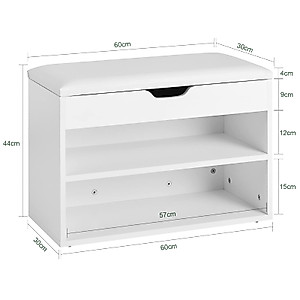 SoBuy Shoe Storage Bench for Entryway, Shoe Rack Shoe Cabinet with Lift Up Bench Top and Padded Cushion Hallway, Grey, FSR25-W