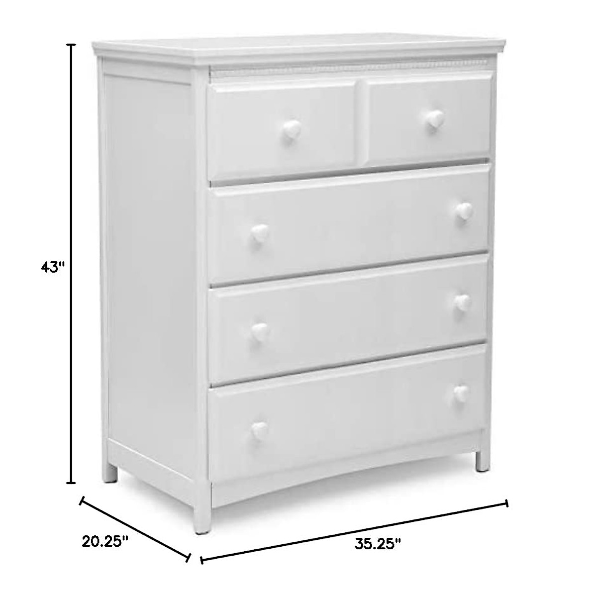 Delta Children Emerson 4 Drawer Chest, Greenguard Gold Certified, Bianca White