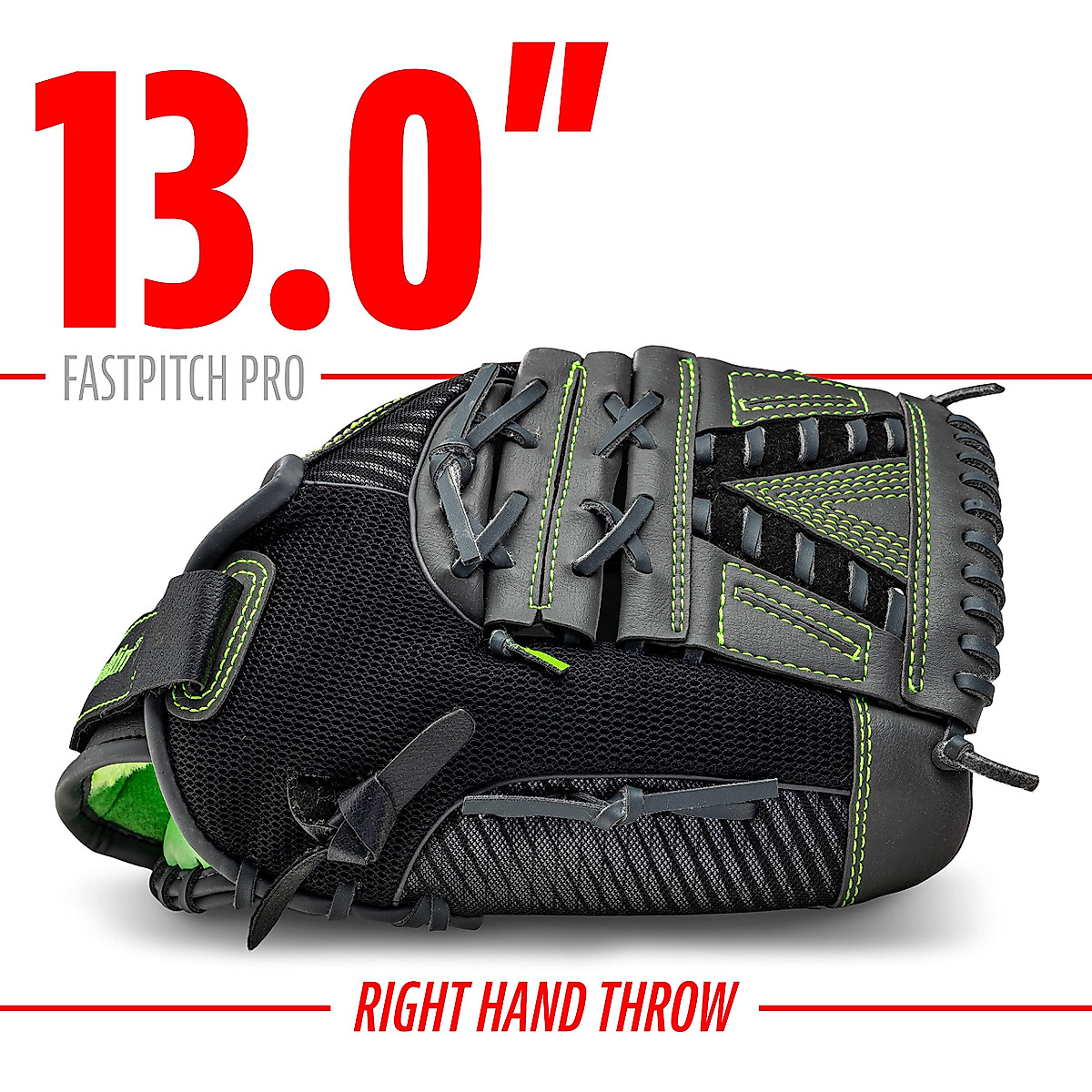 Franklin Sports Softball Glove - Windmill Fastpitch + Slowpitch Softball Glove - Green Softball Mitt - Right Hand Throw Adult + Youth - 13", Lime