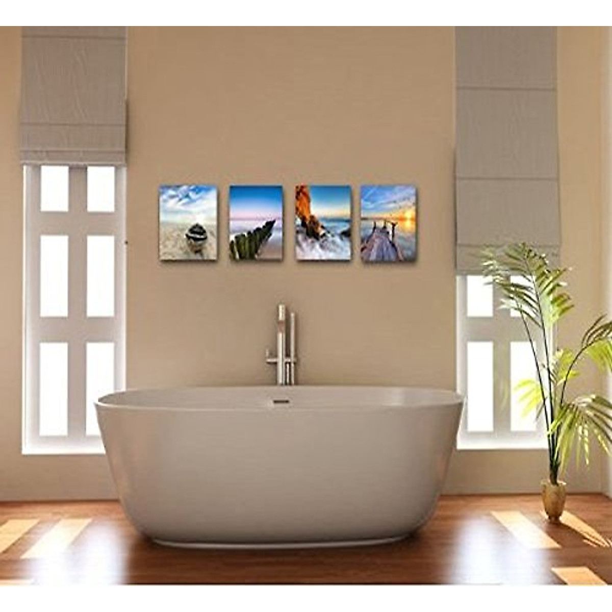 Wieco Art Beach Pictures Canvas Wall Art Bathroom Decor Beach Seaview Wall Decor Ocean Nautical Bathroom Pictures Canvas Painting Bedroom Art Bathroom Accessories Coastal Themed Home Decorations