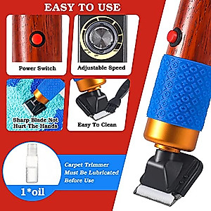 Carpet Trimmer Rug Trimmer Low Noise Rug Making Kit Supplies with Oil,Replaceable Ceramic Blades,2 Comb Head Attachments for Handmade Rug Clean and Tufted Carpet, Tufting Gun (1 Replaceable Blades)
