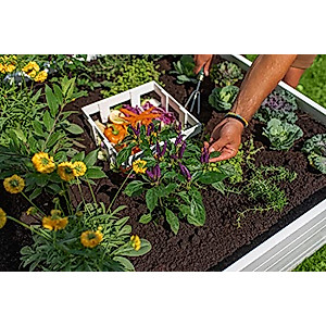 Vita Classic 4 Foot x 4 Foot x 22 inch Keyhole Garden Bed with Composting Basket, White, PVC, BPA and Pthalate Free, VT17101