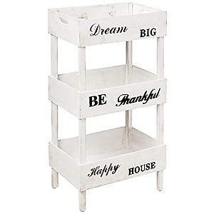 Signature Design by Ashley Yulton Farmhouse Shelf with Storage Trays, Antique White