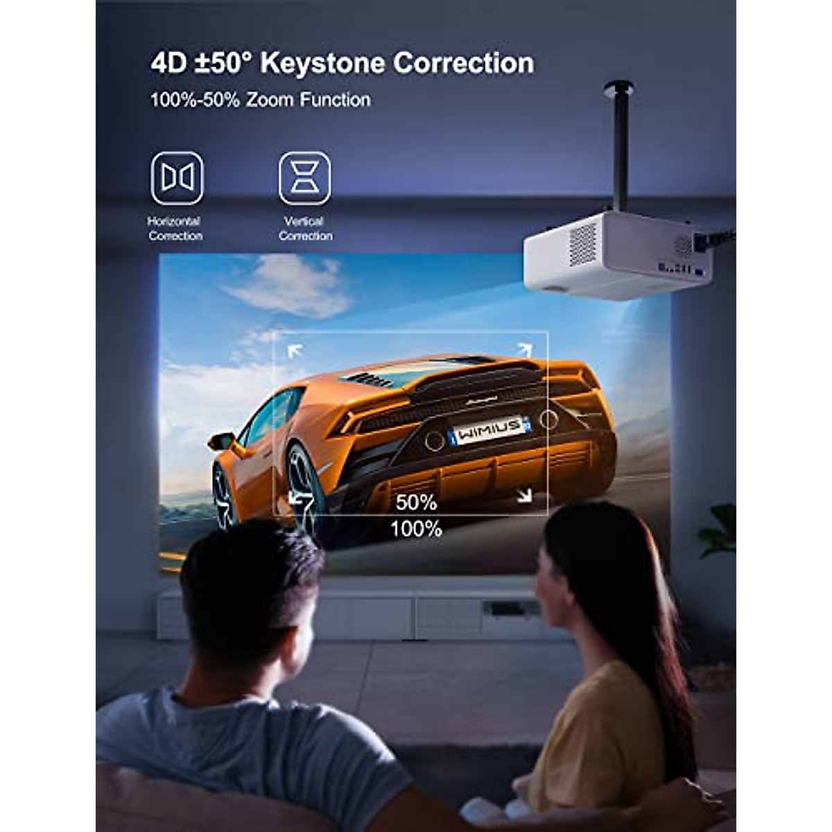 WiMiUS W7 5G WiFi 1080P 4K Outdoor Movie Projector