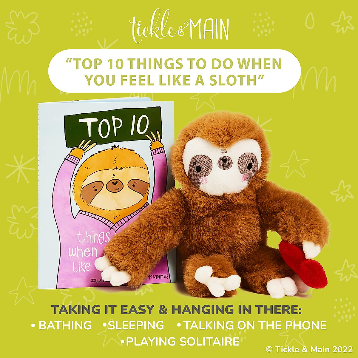 Tickle & Main Get Well Soon Gifts for Kids - Feel Like a Sloth? Feel Better Gift for Women, Men, Teens, Recovery Plush Sloth, Great After Surgery Gift