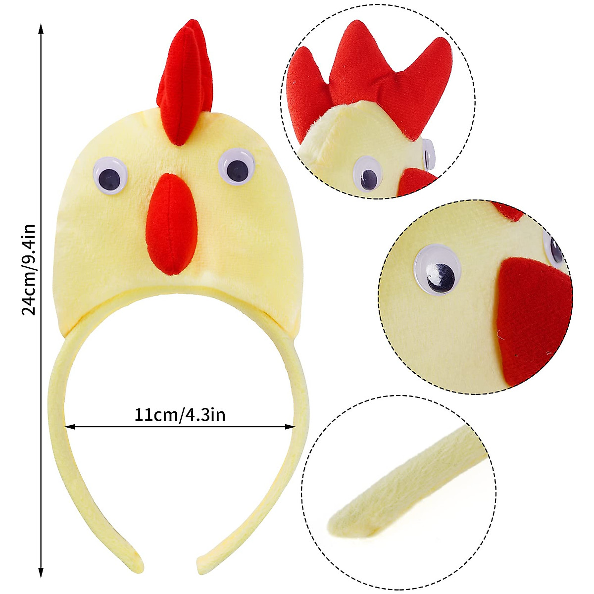 Jmkcoz Chicken 3D Animal Costume 3D Chick Headband Bowtie Tail Tutu Set for Halloween Christmas Cosplay Party