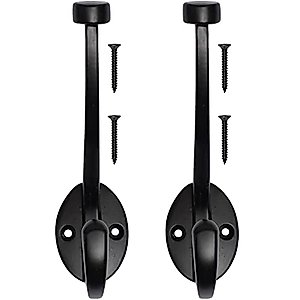 Neighbours Lane Towel Hooks for Bathroom Wall Mounted - Oil Rubbed Bronze Single Prong Wall Hooks for Hanging Coats, Clothes, Bags, Hats, Towels, & More - Pack of 2 Medium-Sized Robe Hooks
