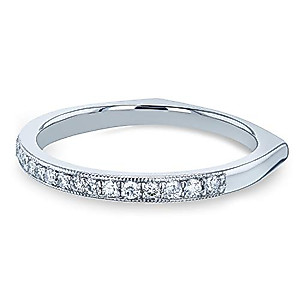 Kobelli Diamond Pave-set Milgrain Square Shank Wedding Band 1/5 CTW 14k White Gold, 9.5