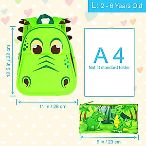 Dinosaur Backpack for Boys, 12" Toddler Preschool Kids Bookbag, Cute Animal Kindergarten Schoolbag