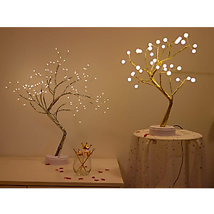 Bonsai Lighted Tree Table Top LED Shimmer Tree Light Battery & USB Powered Touch Switch Lit Pearl Branch Lights for Holiday Home Decorative Twinkling Tree Fairy Light Spirit Tree (TLGWW-P36)