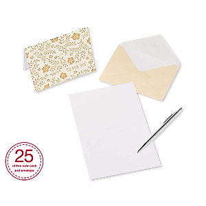 American Greetings Wedding Thank You Cards with Envelopes, Gold and Cream (50-Count)